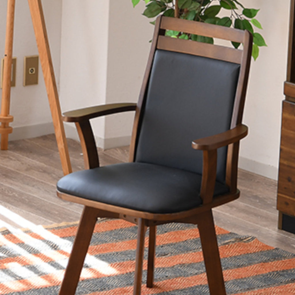 ダイニングチェア 回転式 肘付 座面高43cm ゴルド