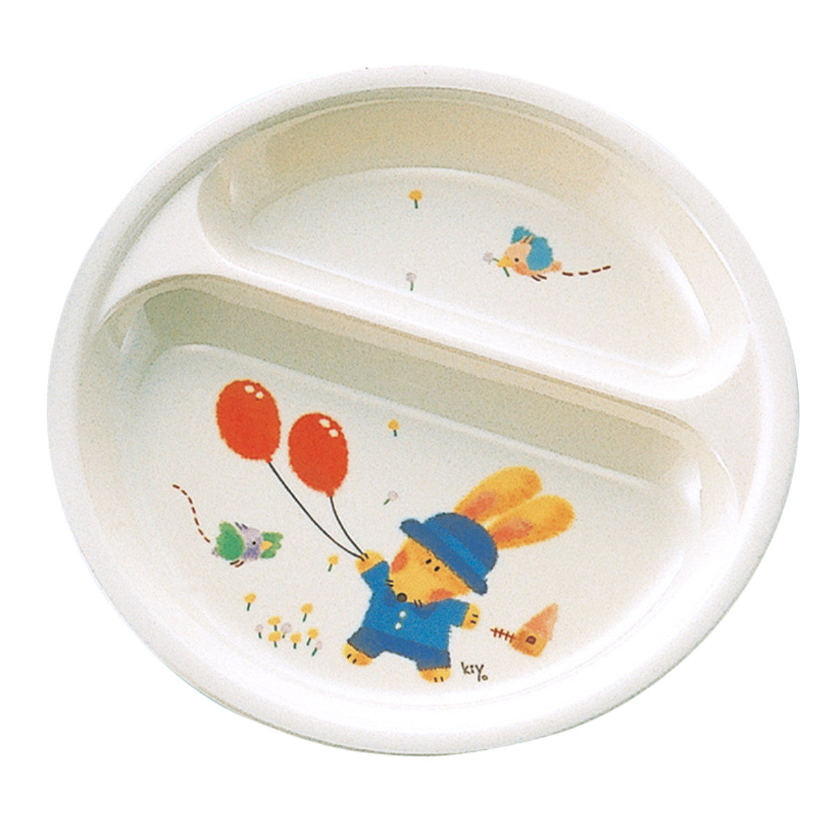 ランチプレート 20cm 丸型 仕切り皿 スイートラビット メラミン